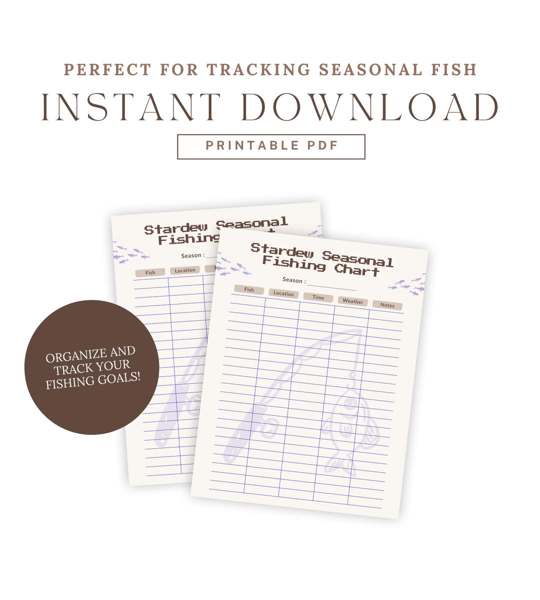 Stardew Valley Fishing Chart Printable, Seasonal Fish Tracker PDF ...