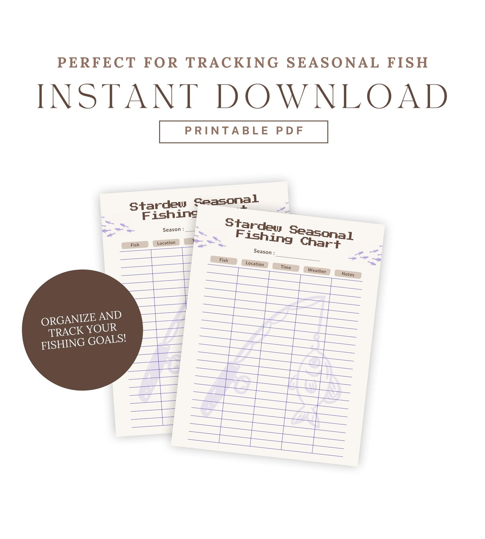 Stardew Valley Fishing Chart Printable, Seasonal Fish Tracker PDF ...