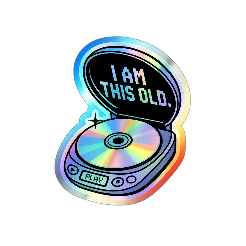 Discman Y2K Sticker: 90s Nostalgia Holographic Vinyl Decal, Retro Music ...