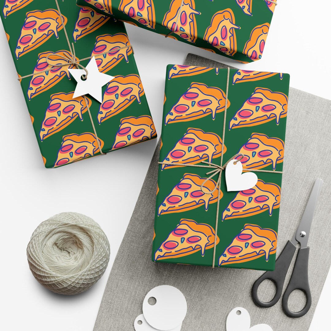 Pizza Wrapping Paper: Pizza Slice Funny Gift Wrap Sheets for Birthdays ...