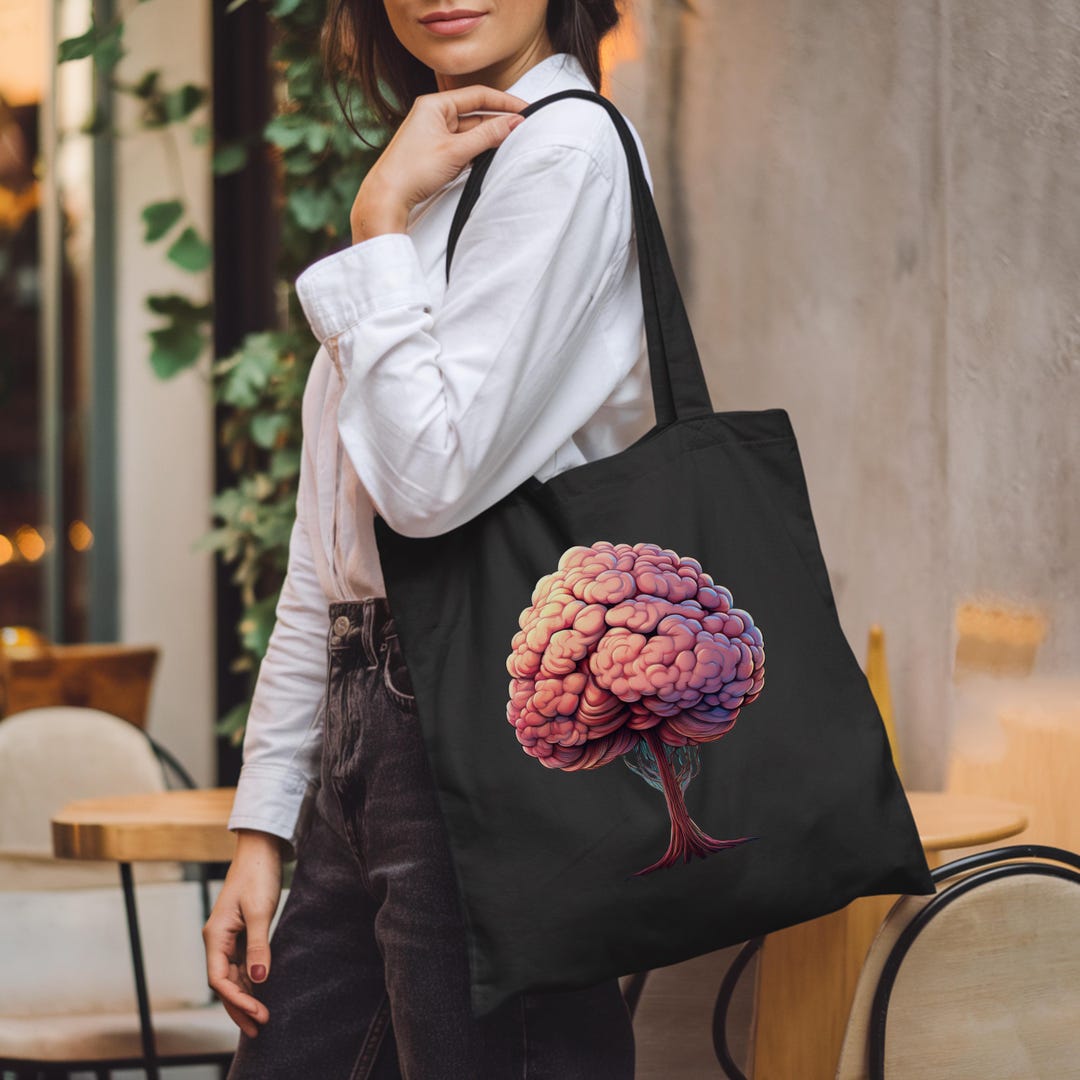 Growing Thoughts Tote Bag, Surreal Art Tote, Psychedelic Science Bag ...