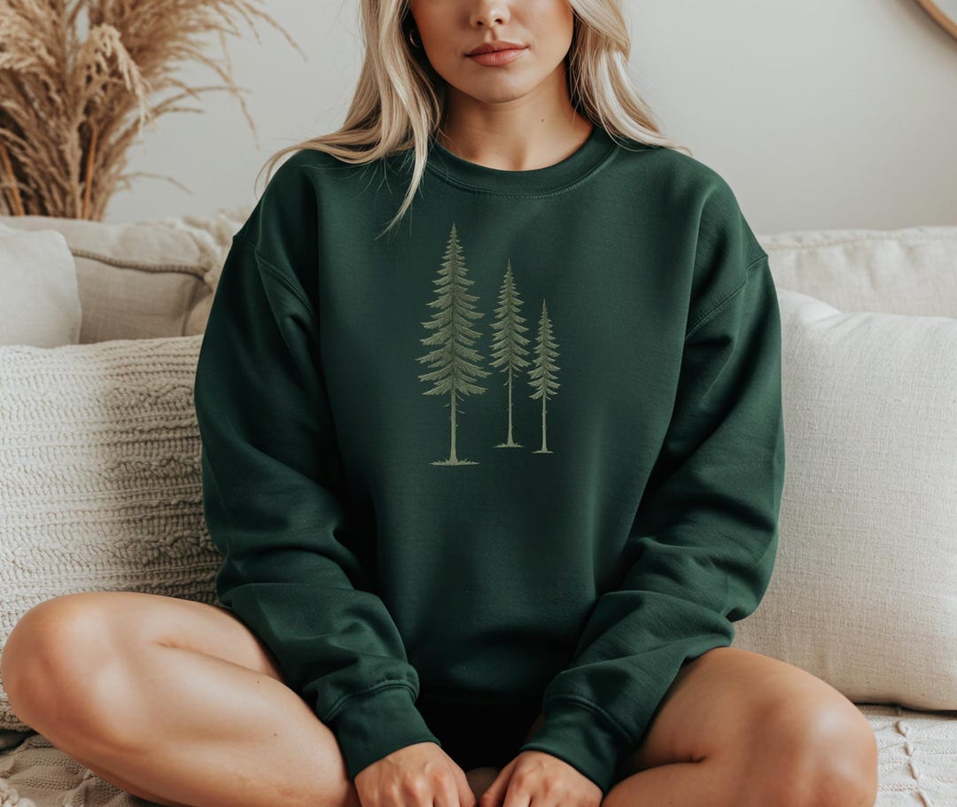 Minimalist Pine Tree Shirt, Nature Lover Gift, Forest Hiking Tee ...