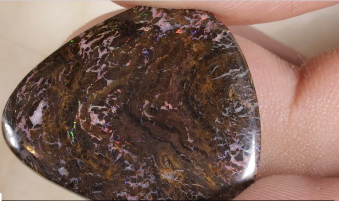 Huge Australian Boulder Opal Rainbow Striped Teardrop Double Sided - Etsy