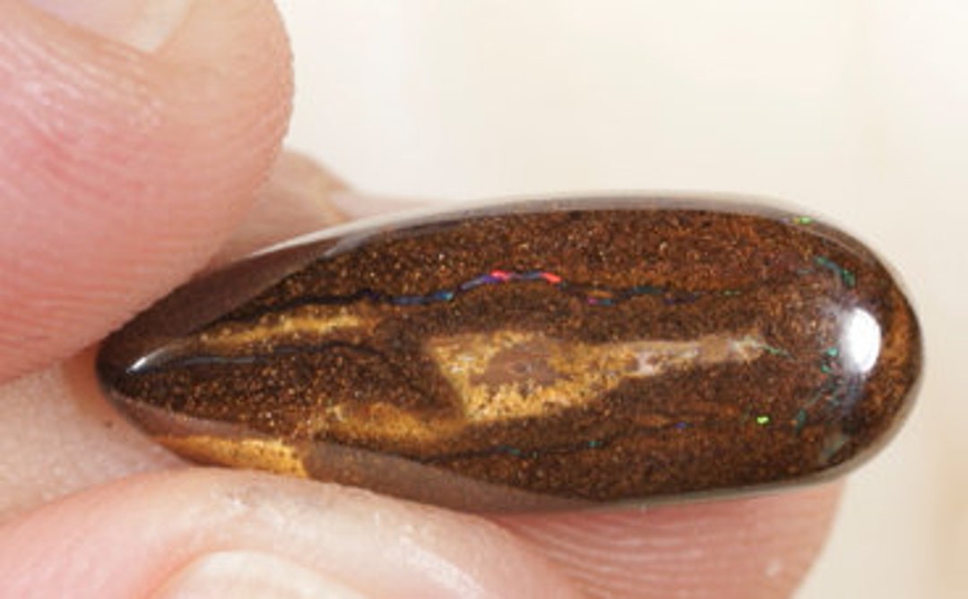 Australian Boulder Opal Gemmy Rainbow Flash Teardrop - Etsy