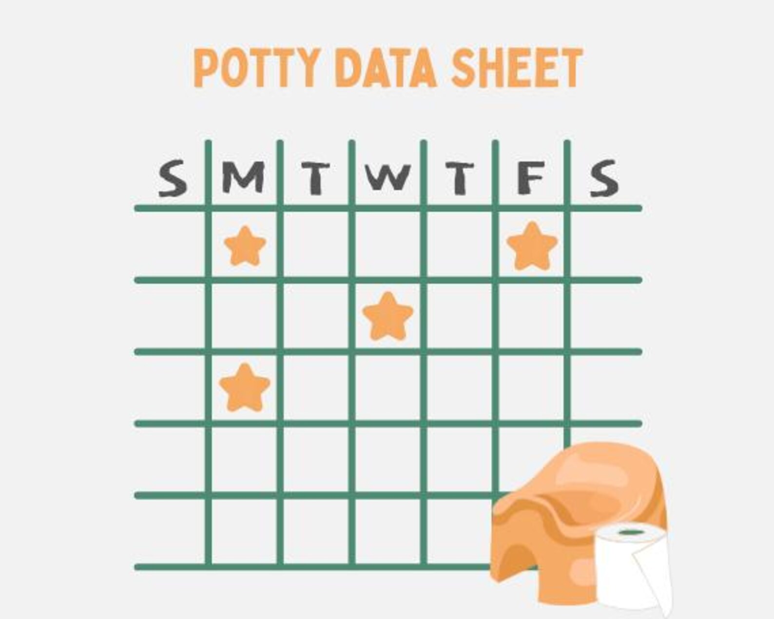 Printable Potty Training Data Sheet for Toddlers | Child Bathroom ...