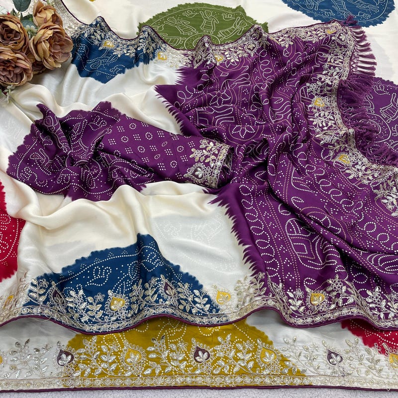 Bandhani Saree Party Wear - Etsy