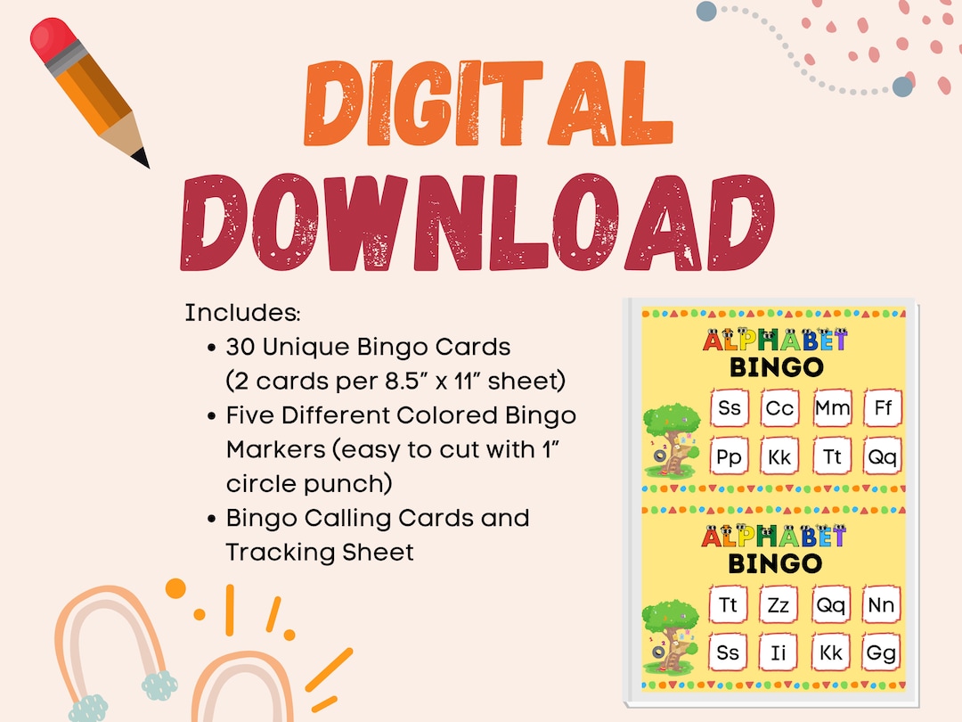 Alphabet Letter Bingo Game Instant Download Printable - Etsy Australia