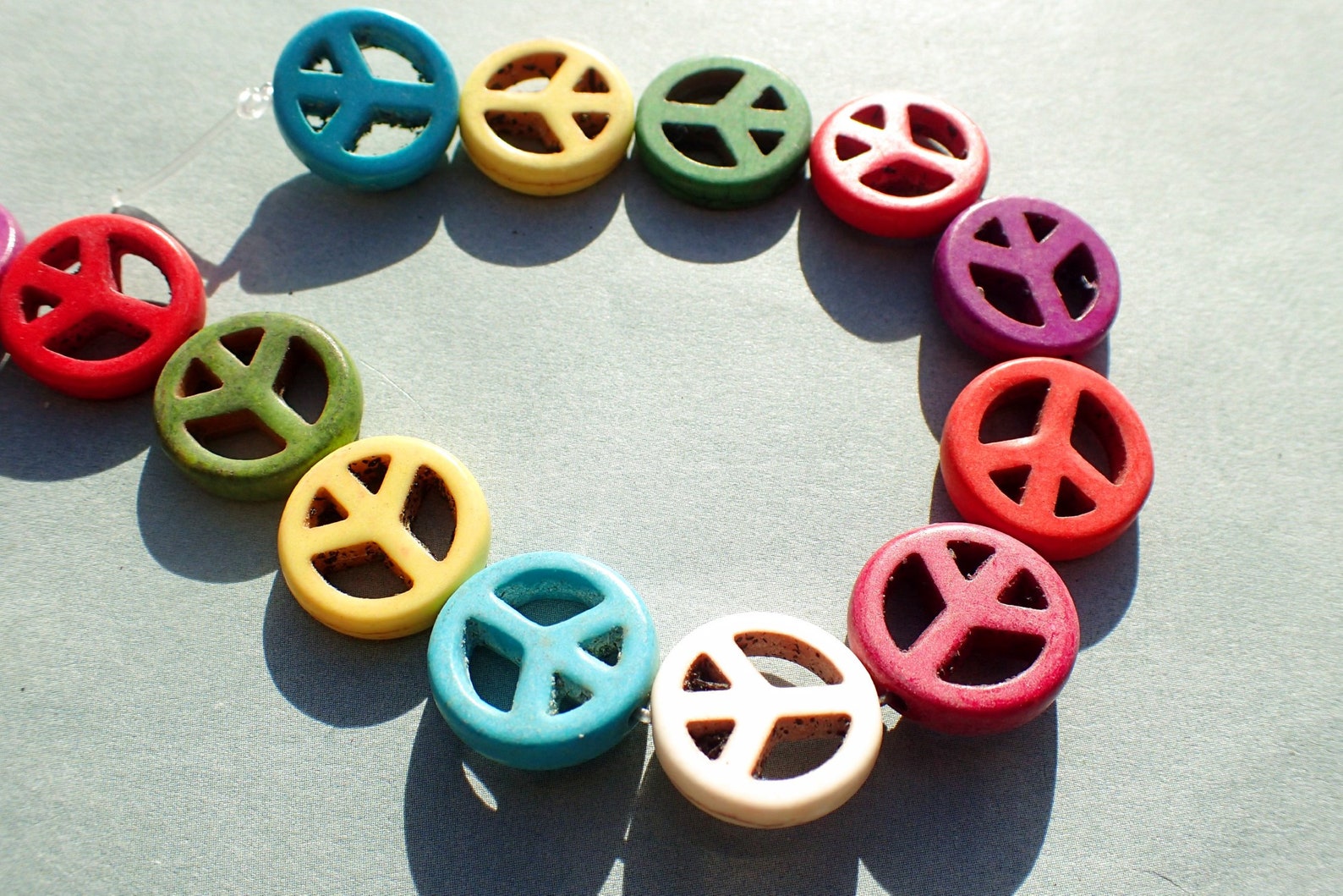 Colorful Peace Symbol Beads - 15mm - Set of 10 - Etsy
