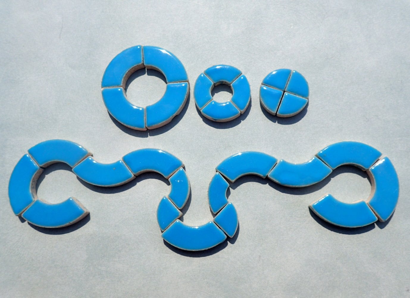 Mediterranean Blue Bullseye Mosaic Tiles - 50g Ceramic Circle Parts in ...