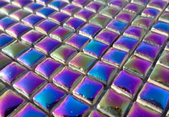 Colorful Metallic Square Mosaic Tiles 1 Cm Ceramic Half - Etsy