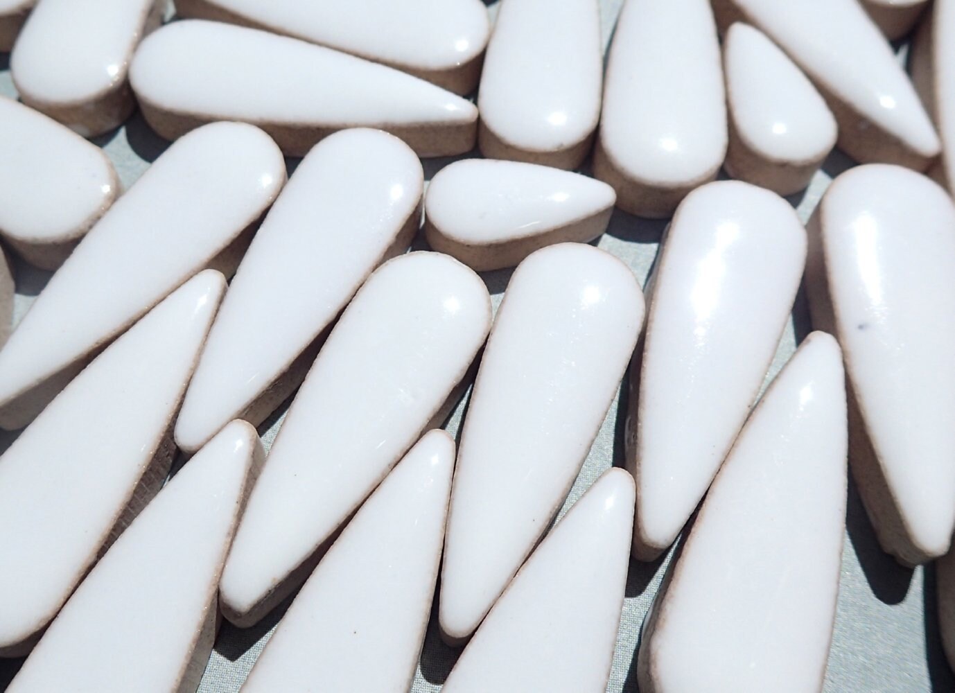White Teardrop Mosaic Tiles 50g Ceramic Drops in Mix of 2 - Etsy
