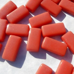 Coral Orange Rectangle Mosaic Tiles - 20mm - 100g Opaque Glass Bar ...