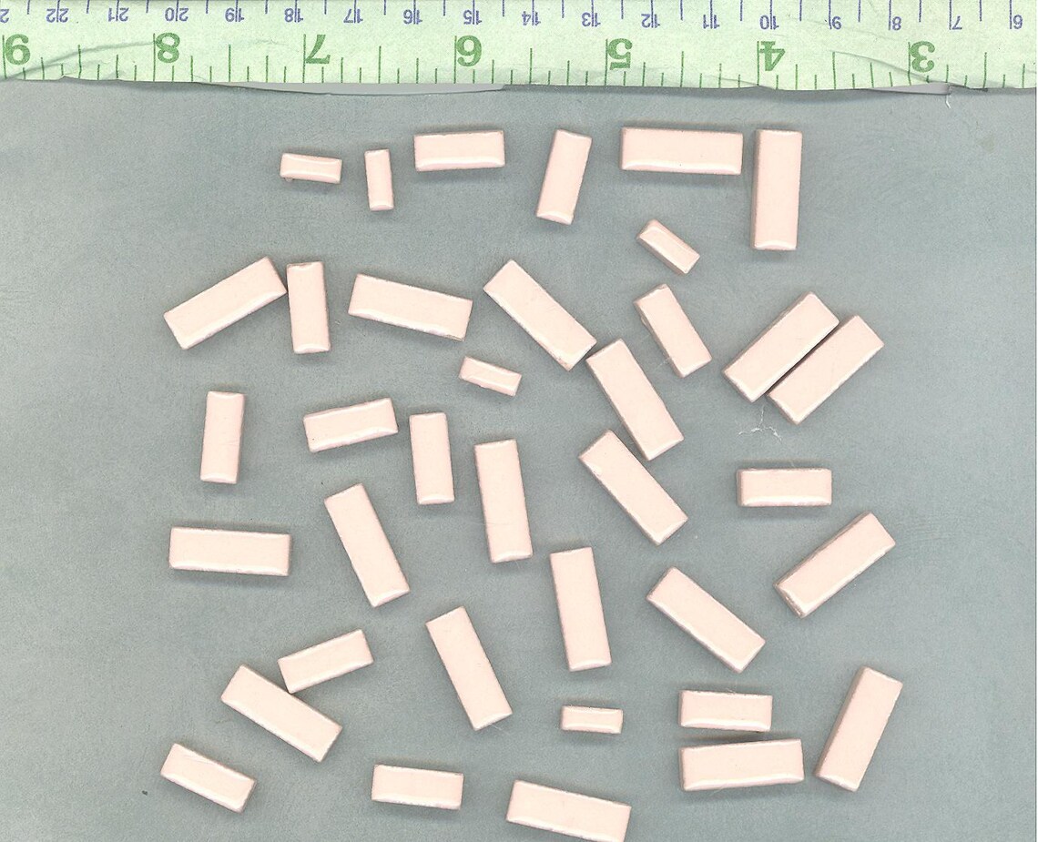 Pink Mini Rectangles Mosaic Tiles - 50g Ceramic in Mix of 3 Sizes 3/8 ...