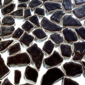 Shiny Black Mosaic Ceramic Tiles - Random Shapes - Half Pound ...