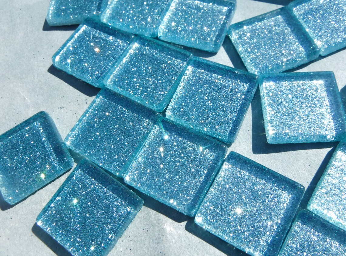 Raindrop Blue Glitter Tiles 20mm Mosaic Tiles 25 Metallic - Etsy