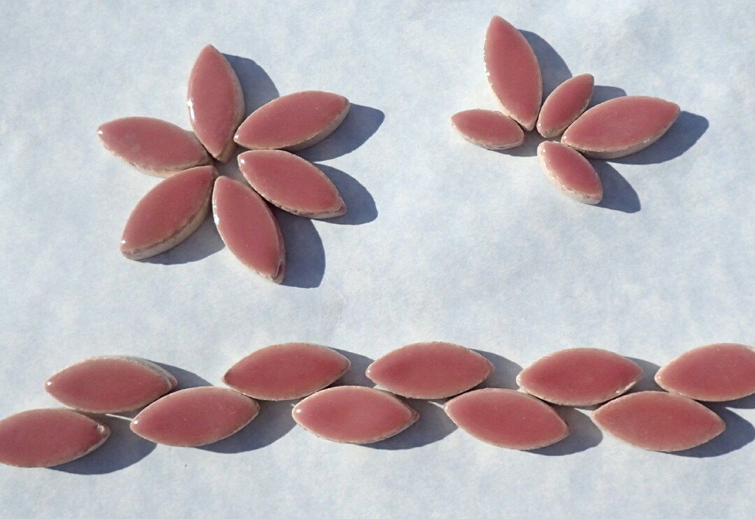 Dusty Rose Petals Mosaic Tiles - 50g Ceramic Leaves in Mix of 2 Sizes 1 ...
