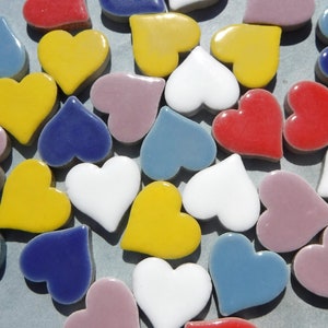 Heart Mosaic Tiles 50 Ceramic 3/4 Inch Tiles in Assorted Colors - Etsy