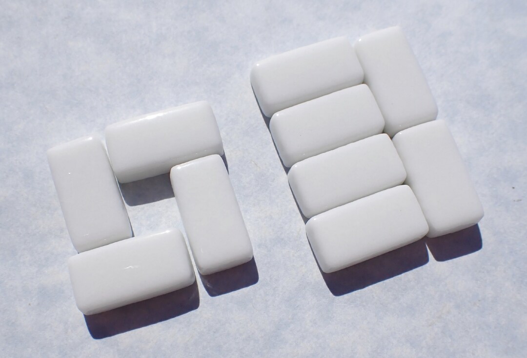 White Rectangle Mosaic Tiles 20mm 100g Opaque Glass Bar Tiles - Etsy