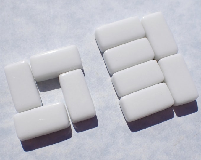 White Rectangle Mosaic Tiles - 20mm - 100g Opaque Glass Bar Tiles - Etsy