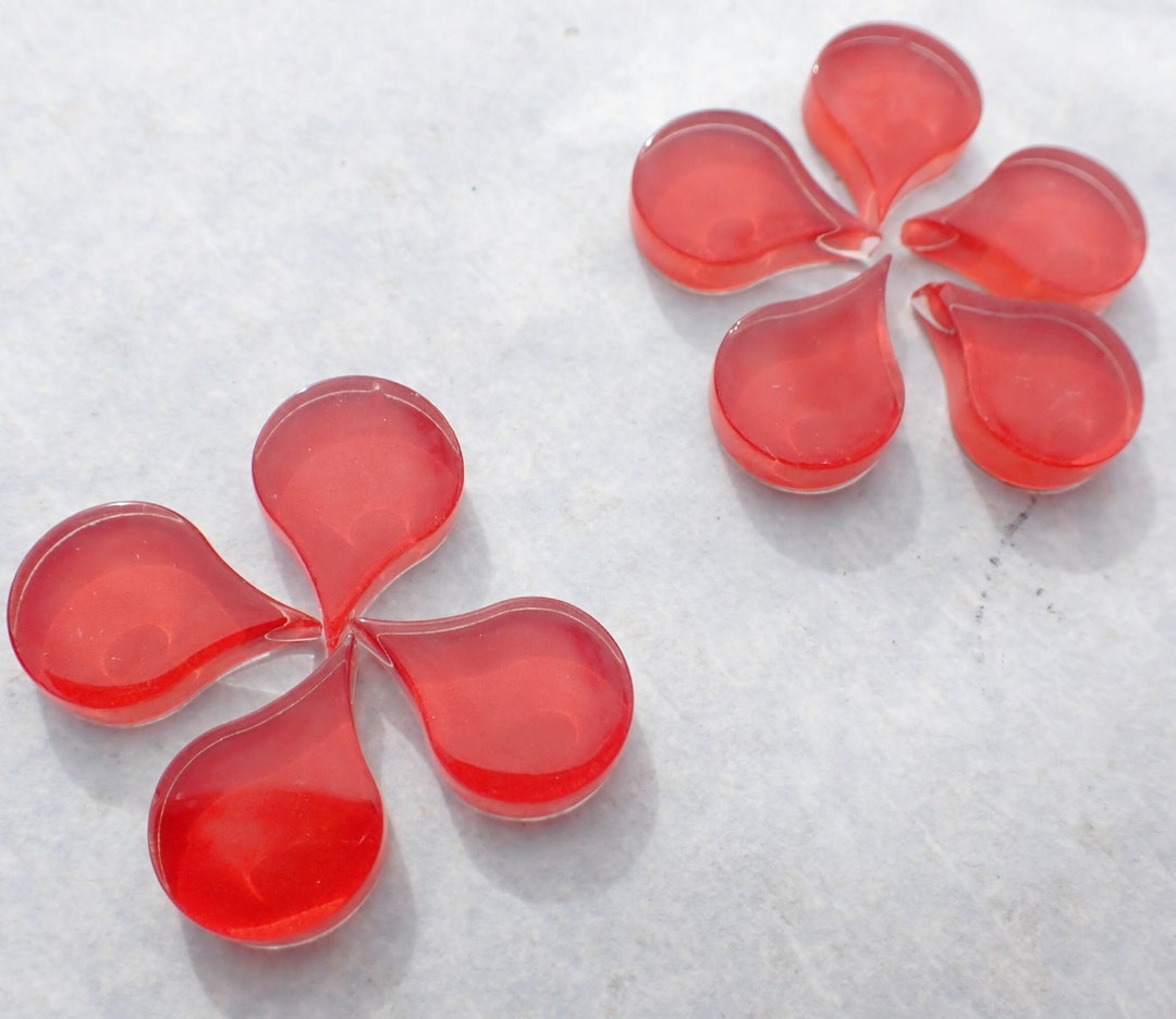 Carmine Red Raindrop Glass Mosaic Tiles - 50g - Over 30 Crystal Mandala ...