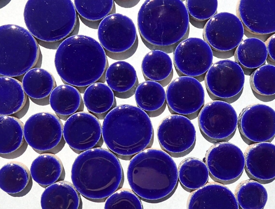 Dark Blue Circles Mosaic Tiles 50g Ceramic in Mix of 3 Sizes - Etsy