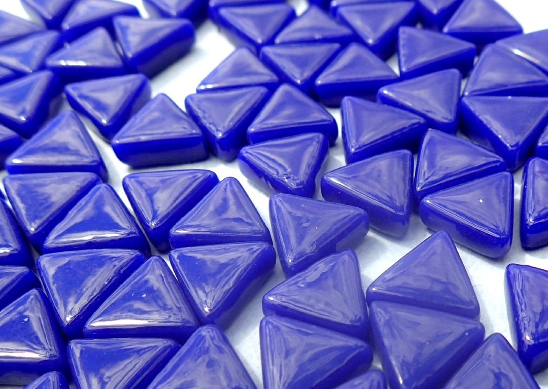 Small Blue Triangle Glass Mosaic Tiles - 10mm - 50g of Triangles in ...