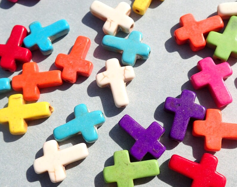 Colorful Cross Stone Beads - Set of 10 - Use for Mosaics - Etsy