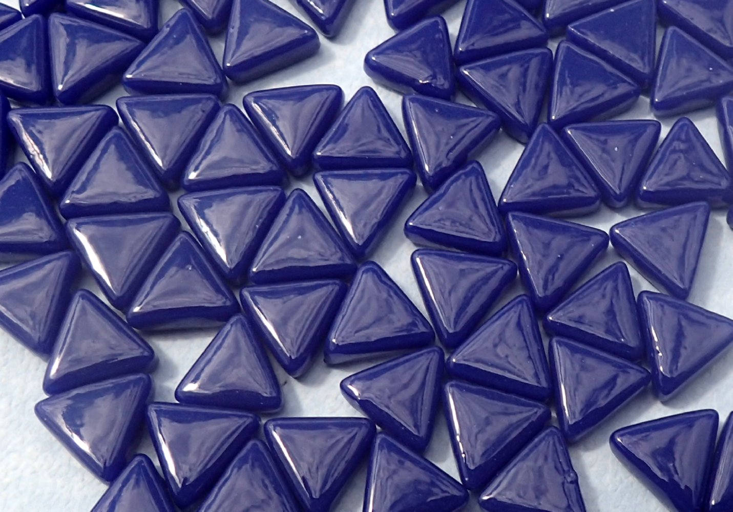 Small Blue Triangle Glass Mosaic Tiles - 10mm - Opaque Glass Solid ...