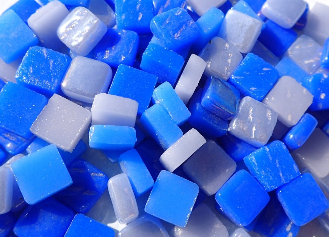 Moody Blues Mix Mini Glass Tiles - 8mm - 50 Grams Opaque Glass Solid ...