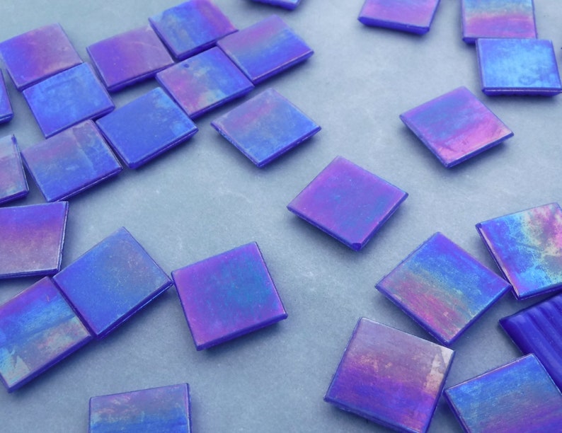 Blue Iridescent Venetian Glass Tiles - 20mm - 100 Grams - Over 30 ...