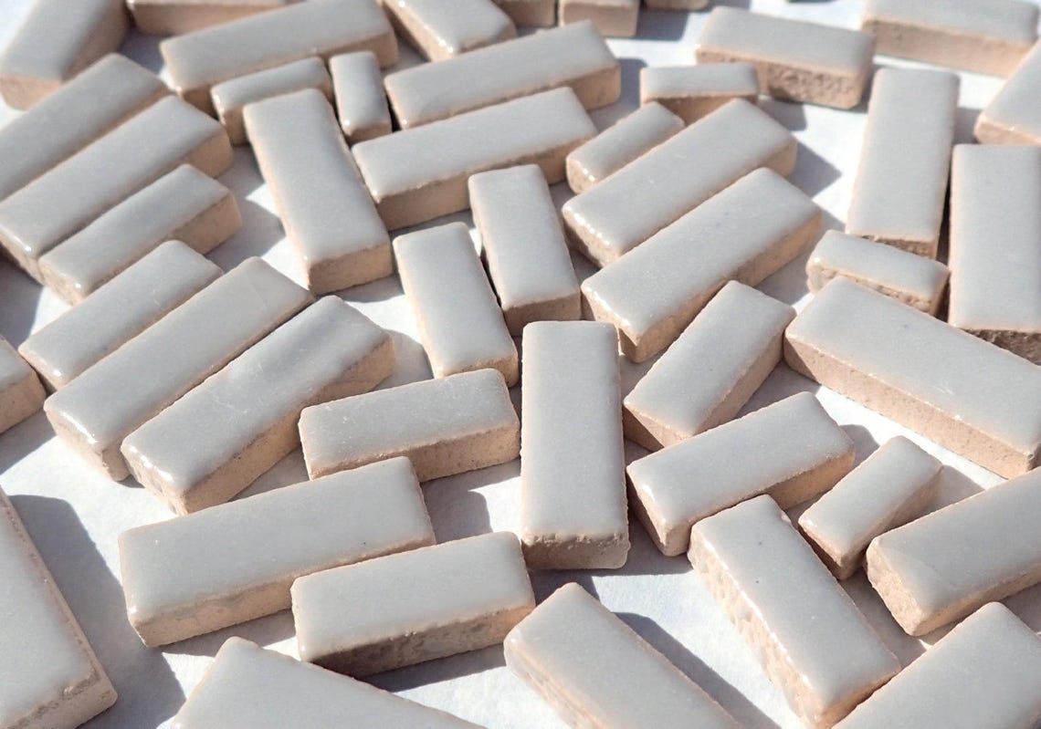 Gray Mini Rectangles Mosaic Tiles - 50g Ceramic in Mix of 3 Sizes 3/8 ...