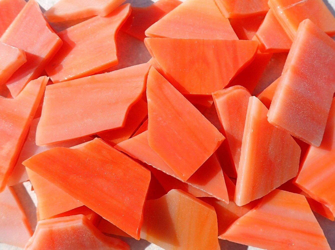 Bright Orange Stained Glass Mosaic Bits 15 mm Glass Materials etna.com.pe