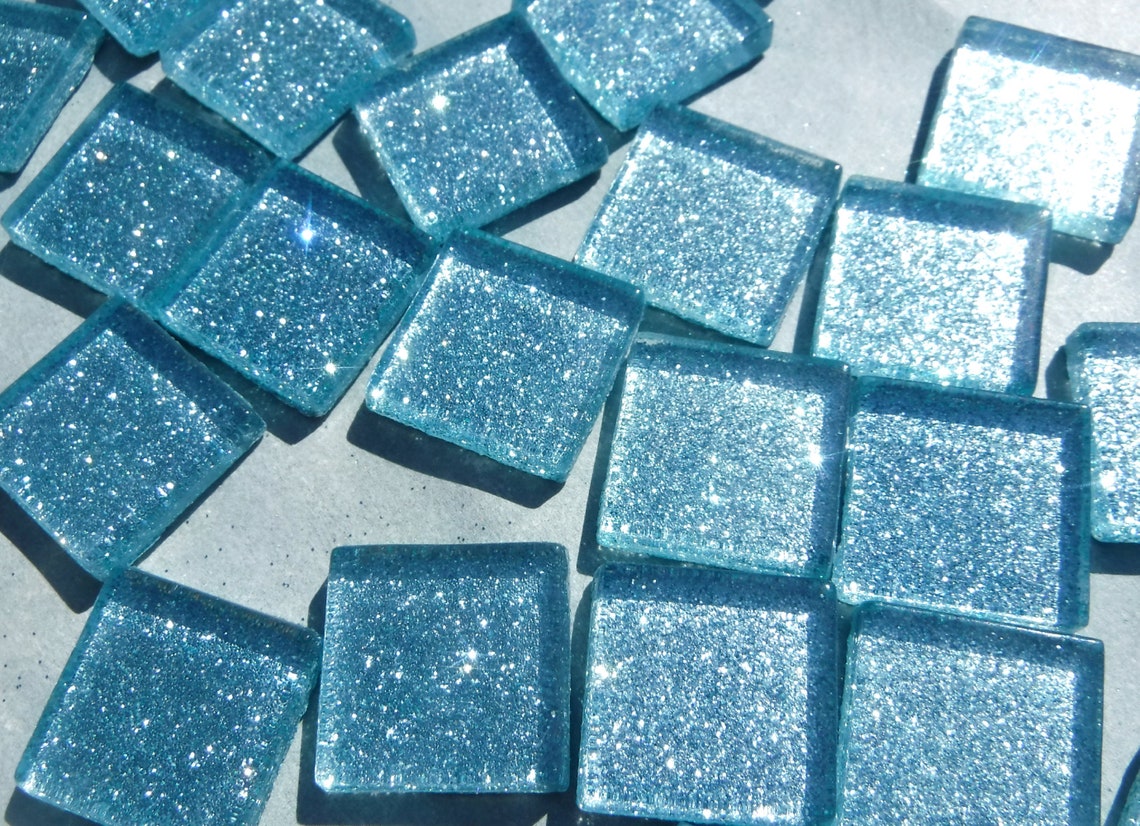 Raindrop Blue Glitter Tiles 20mm Mosaic Tiles 25 Metallic | Etsy