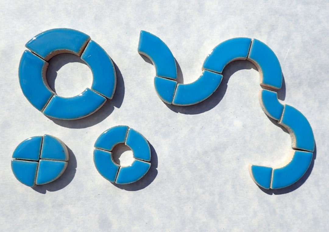 Mediterranean Blue Bullseye Mosaic Tiles - 50g Ceramic Circle Parts in ...