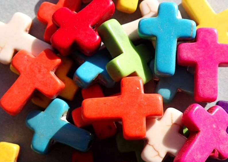 Colorful Cross Stone Beads - Set of 10 - Use for Mosaics - Etsy