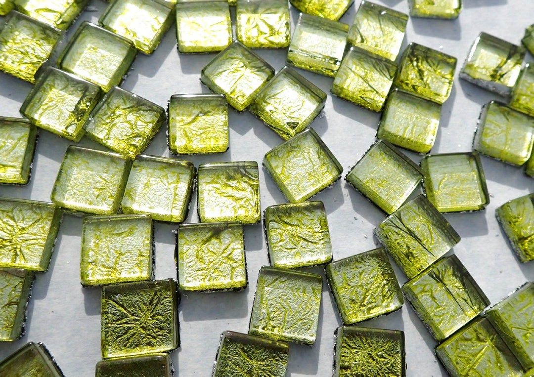 Green Foil Square Crystal Tiles - 10mm - 50g Metallic Glass in ...