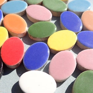 Oval Mosaic Tiles - 50 Ceramic 3/4 Inch Ellipses in Assorted Colors - Etsy