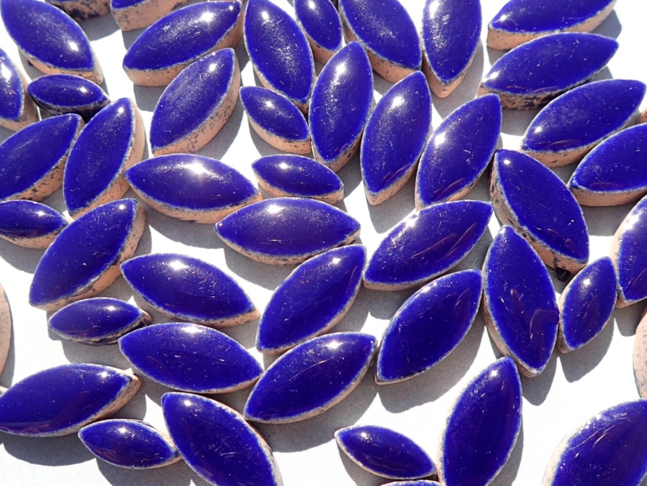 Dark Blue Petals Mosaic Tiles 50g Ceramic Leaves in Mix of 2 | Etsy