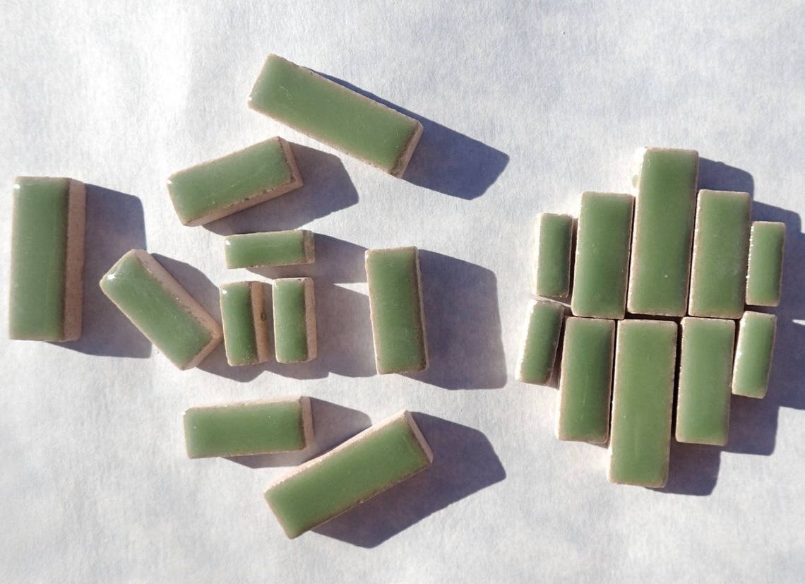 Jade Green Mini Rectangles Mosaic Tiles 50g Ceramic in Mix - Etsy