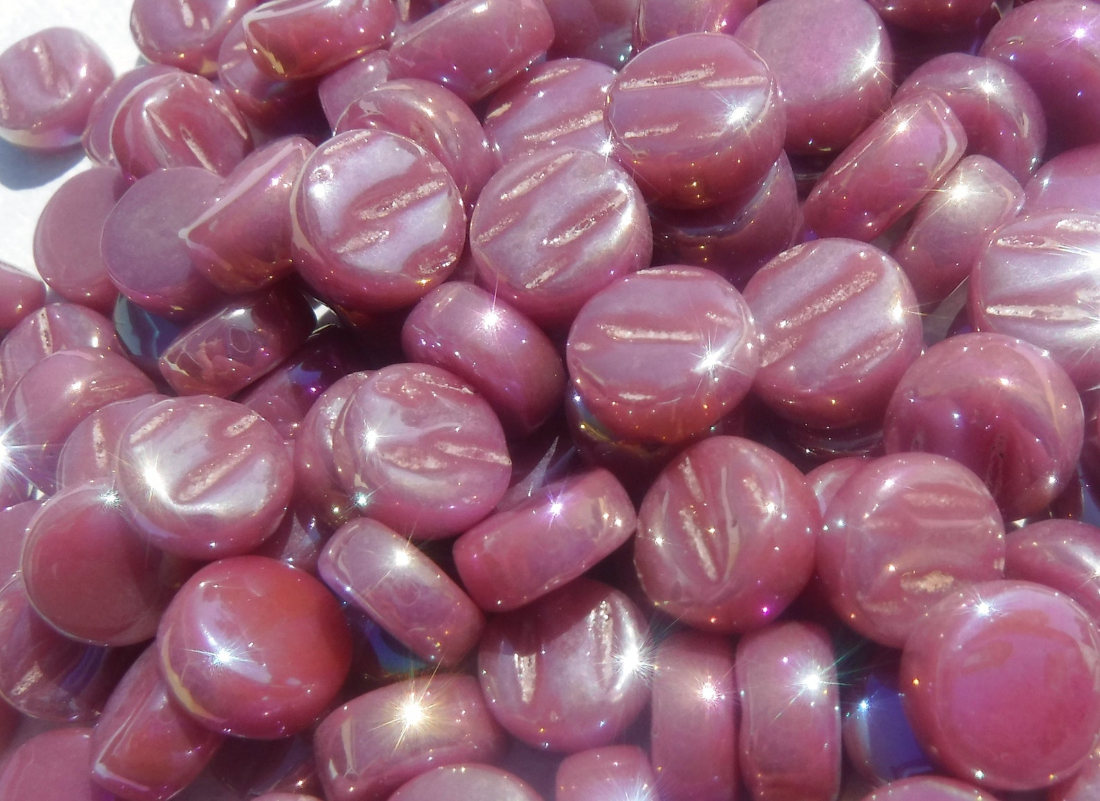Raspberry Pink MINI Iridescent Glass Drops Mosaic Tiles 50 - Etsy