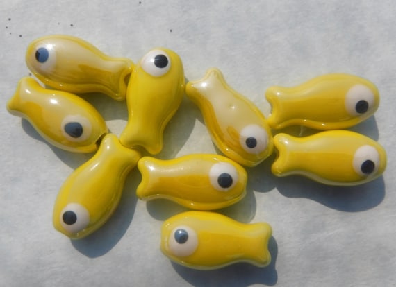 Yellow Fish Beads Ceramic Mosaic Tiles Jewelry Supplies - Etsy