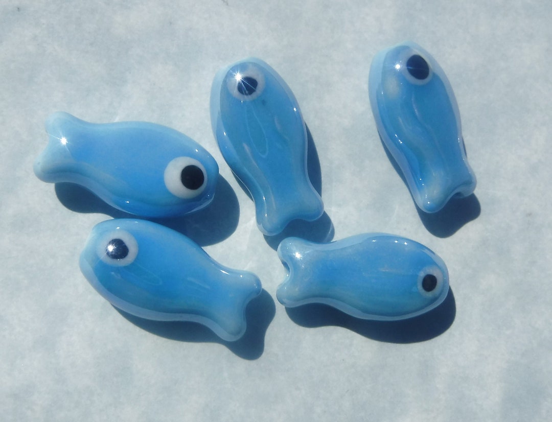 Blue Fish Beads - Ceramic Mosaic Tiles - Jewelry Supplies - Etsy