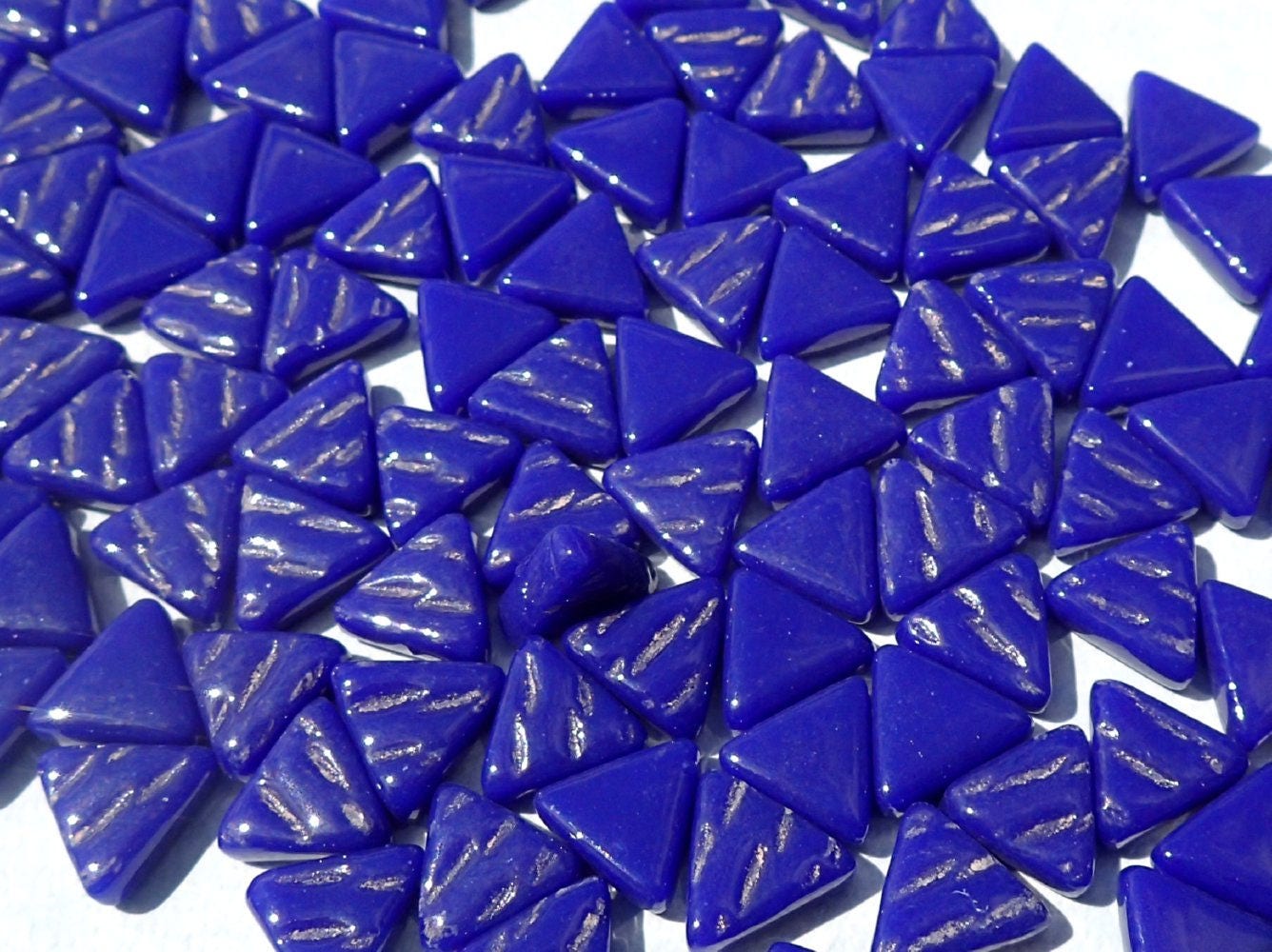Small Blue Triangle Glass Mosaic Tiles - 10mm - 50g of Triangles in ...