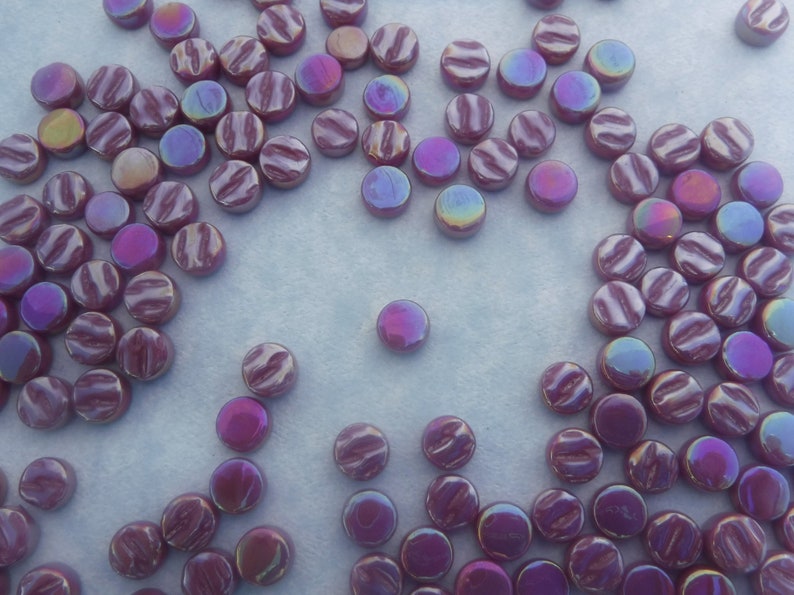 Raspberry Pink MINI Iridescent Glass Drops Mosaic Tiles 50 - Etsy