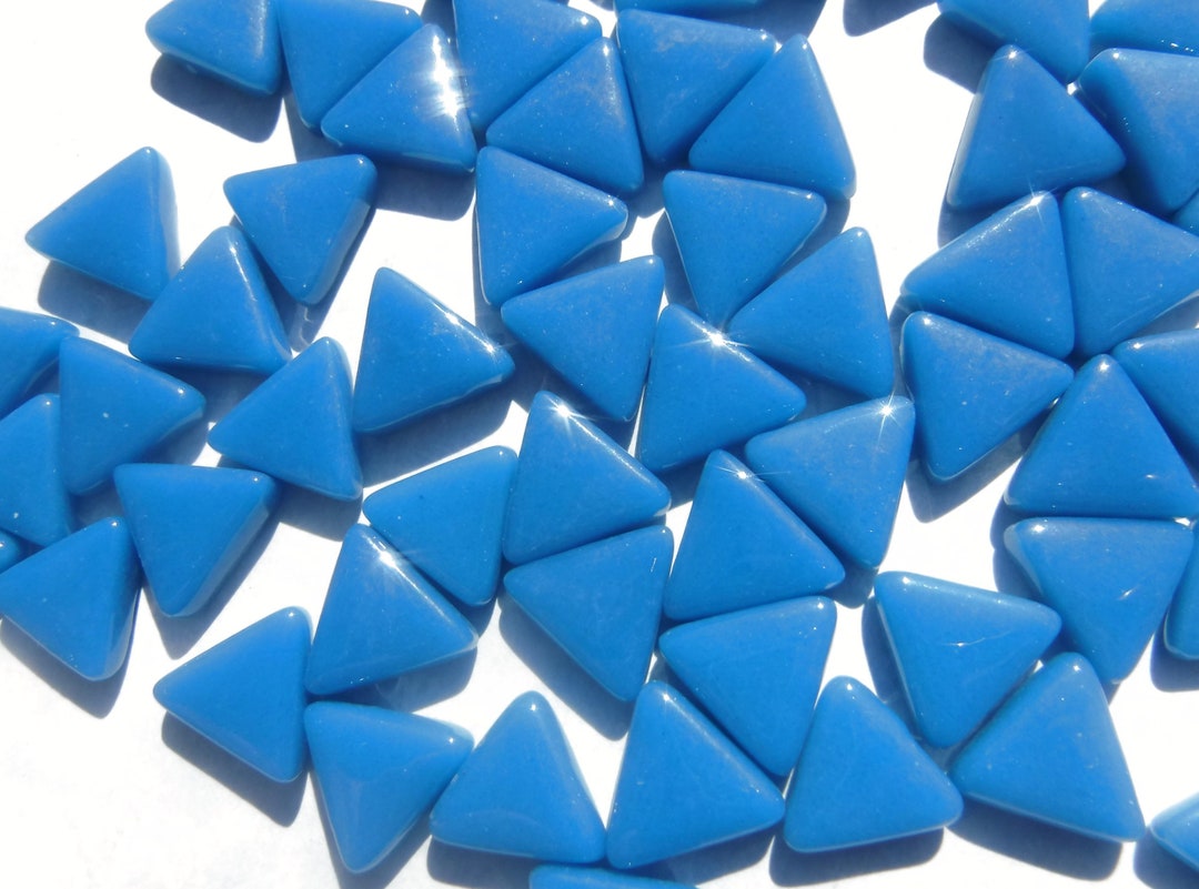 Dark Lake Blue Triangle Glass Mosaic Tiles - 10mm - 50g - Approx 70 ...