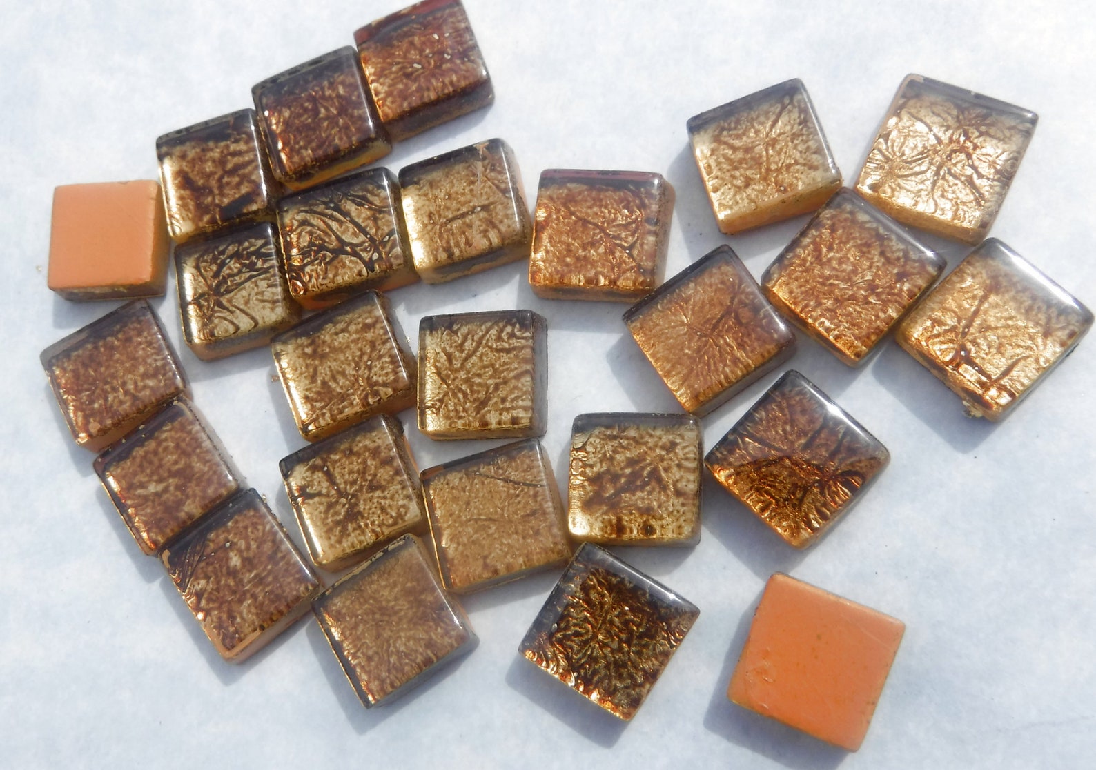 Bronze Foil Mini Square Crystal Tiles - 10mm - 50g Metallic Glass ...