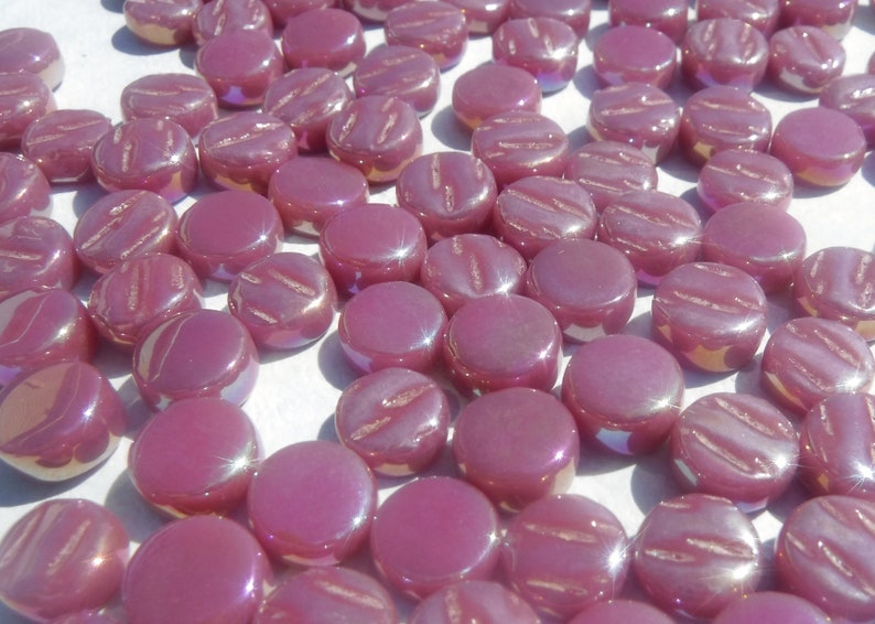 Raspberry Pink MINI Iridescent Glass Drops Mosaic Tiles 50 - Etsy