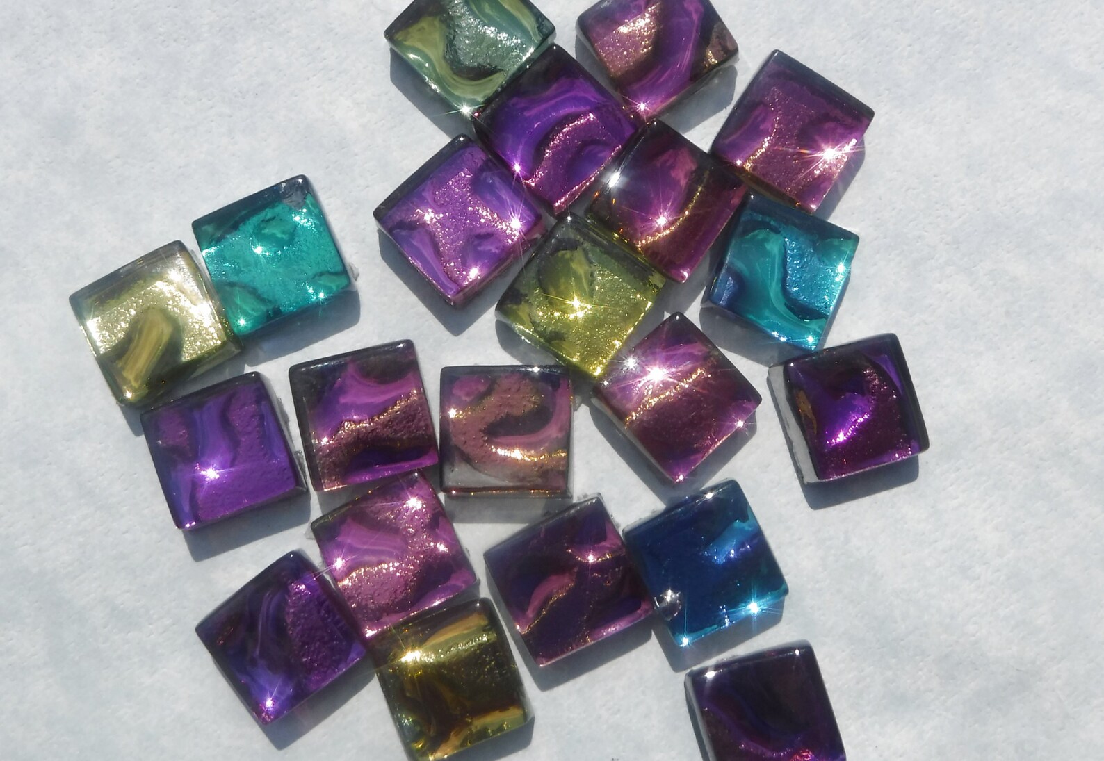 Metallic Glass Tiles Molten Metal Look Mosaic Tiles Half - Etsy