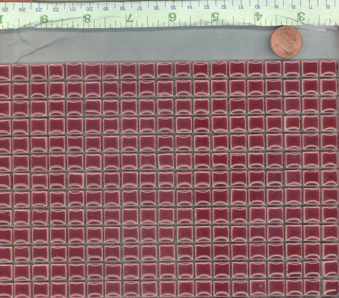 Burgundy Square Mosaic Tiles 1 Cm Ceramic Half Pound - Etsy