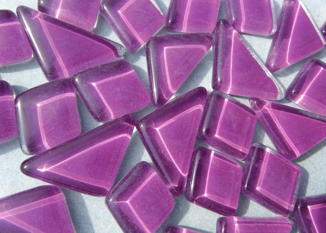 Violet Glass Puzzle Mosaic Tiles - Assorted Geometric Shapes - 100 ...